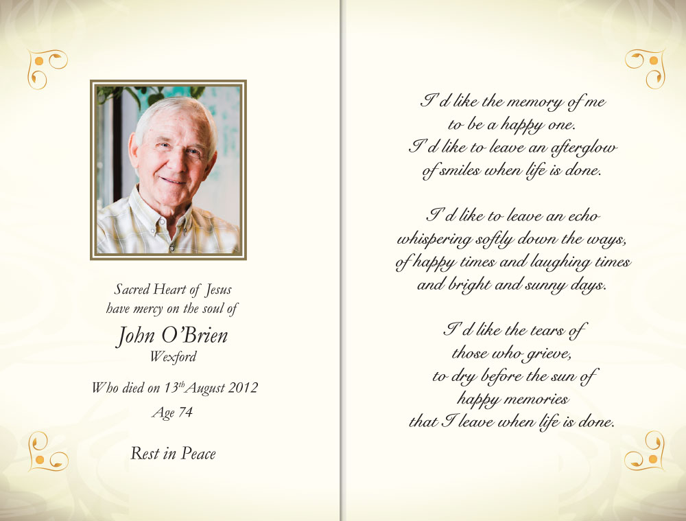 Funeral Service Prayer Cards Get Hitter